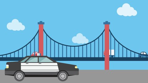 Animation Police Car Over Bridge Public Stock Footage Video (100% ...