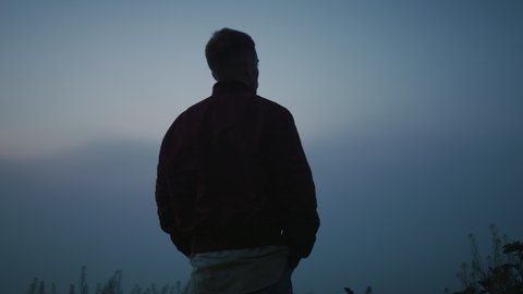 Relaxed Man Enjoying Sunrise Field Calm Stock Footage Video (100% ...