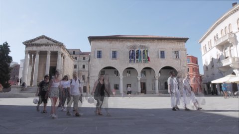 People Forum Square Pula Croatia Time Stock Footage Video (100% Royalty ...