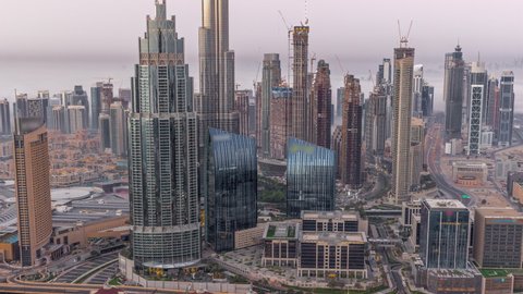 Aerial View Tallest Towers Dubai Downtown Stock Footage Video (100% ...