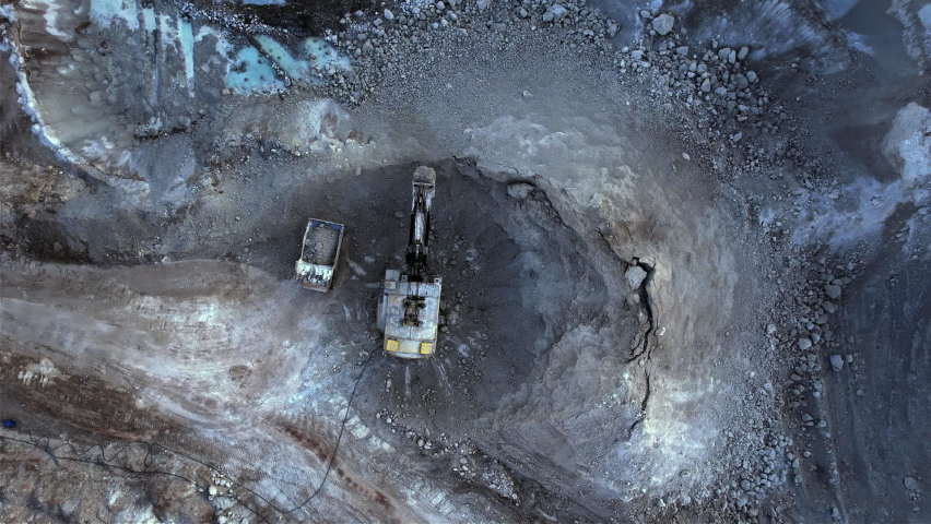 excavator load limestone mining truck open Stock Footage Video (100% ...