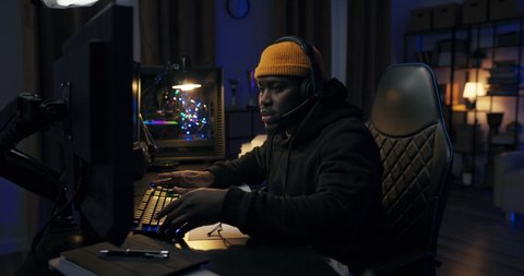 Man Has Night Shift Remote Job Stock Footage Video (100% Royalty-free ...