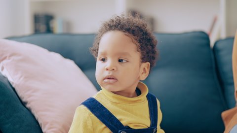 Happy Child Looking Around While Father Stock Footage Video (100% ...