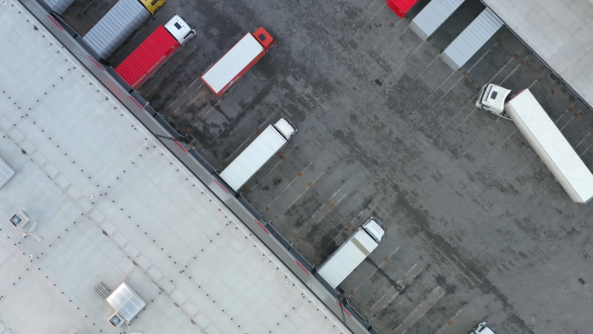 aerial top down view semi-trailers trucks Stock Footage Video (100% ...