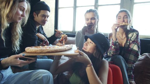 Young Dancers Gonna Fight Pepperoni Pizza Stock Footage Video (100% ...
