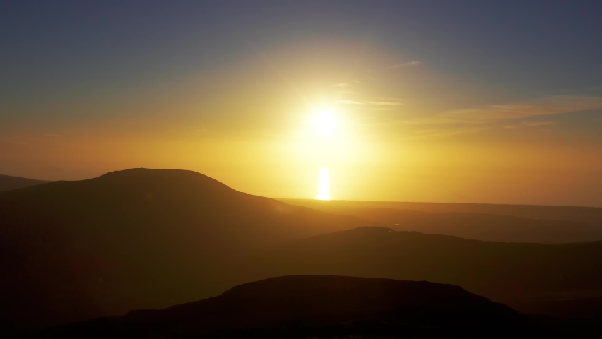 glorious mountain summit aerial reveal sunset Stock Footage Video (100% ...