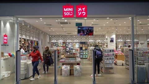 Entrance Miniso Shop Minsk Belarus April Stock Footage Video (100% ...