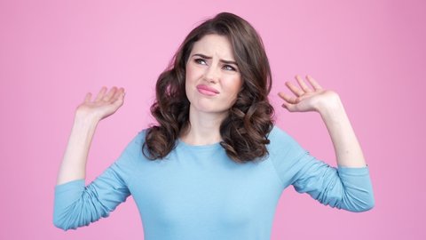 Angry Lady Bothered Isolated Pastel Color Stock Footage Video (100% ...