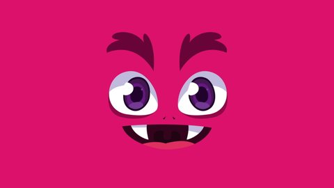 Pink Comic Monster Face Character Animation Stock Footage Video (100% ...