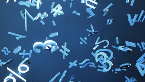 Numbers Math Symbols Floating Around Air Stock Footage Video (100% ...