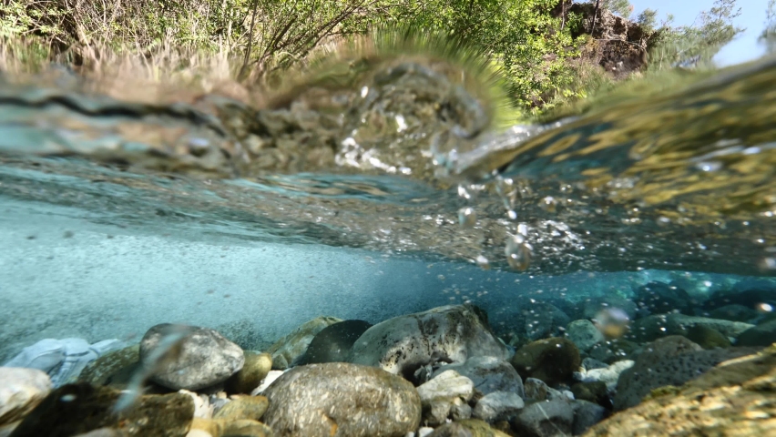 split shot river flows underwater water Stock Footage Video (100% ...