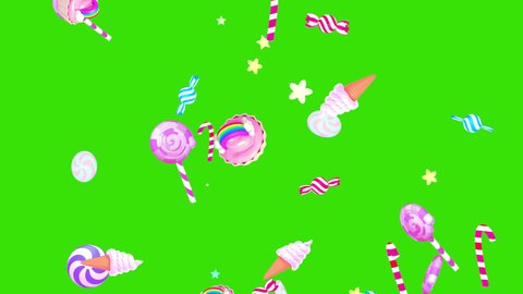 Looped Cartoon Candies On Green Screen Stock Footage Video (100% ...