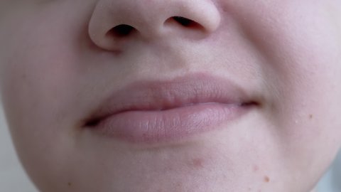 Closeup Lips Smiling Child Kid Look Stock Footage Video (100% Royalty ...