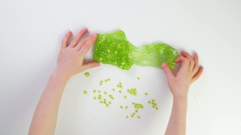 Top View Child Playing Slime Children Stock Footage Video (100% Royalty ...