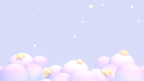 Looped Cartoon Pastel Sky Clouds Stars Stock Footage Video (100% ...