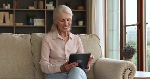 Smiling Old Lady Retiree Relax Home Stock Footage Video (100% Royalty ...