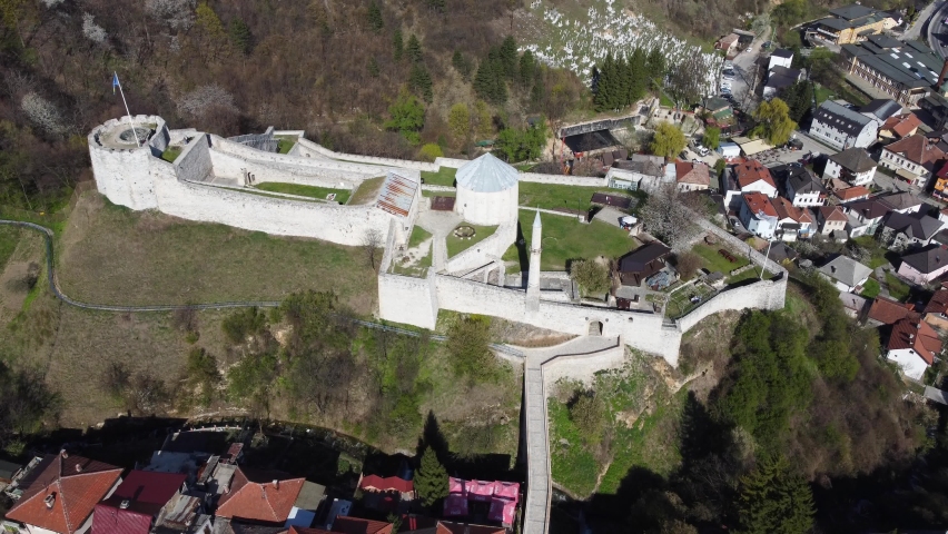 aerial drone view travnik castle medieval Stock Footage Video (100% ...