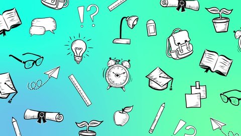 Animated Hand Drawn Retro Style Education Stock Footage Video (100% ...