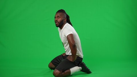 Wide Shot Excited African American Footballer Stock Footage Video (100% ...