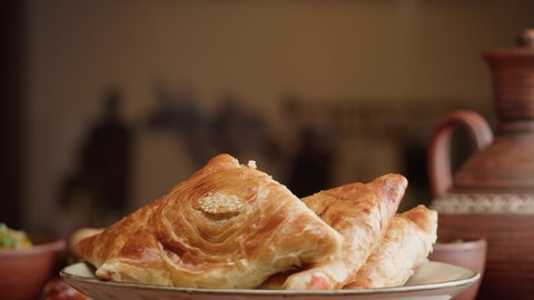 Samsa Closeup Fried Pies Muslim Family Stock Footage Video (100% ...