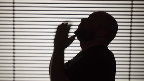 Shadow Crying Man Closeup Silhouette Depressed Stock Footage Video (100 ...