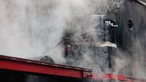 Smoke Covering Train Retro Steam Locomotive Stock Footage Video (100% ...