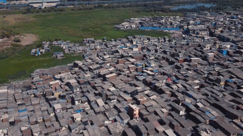 Aerial View Slums Mumbai Maharashtra Drone Stock Footage Video (100% ...