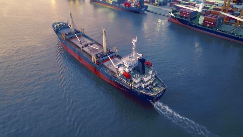 marine container ship entering port Stock Footage Video (100% Royalty ...