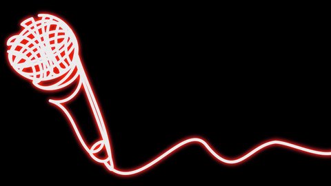 Animation Flickering Neon Microphone On Black Stock Footage Video (100% ...