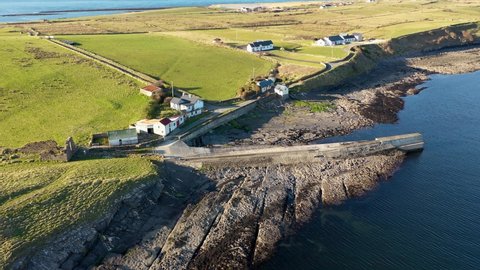 Aerial View Ballysaggart Pier 15th Century Stock Footage Video (100% ...