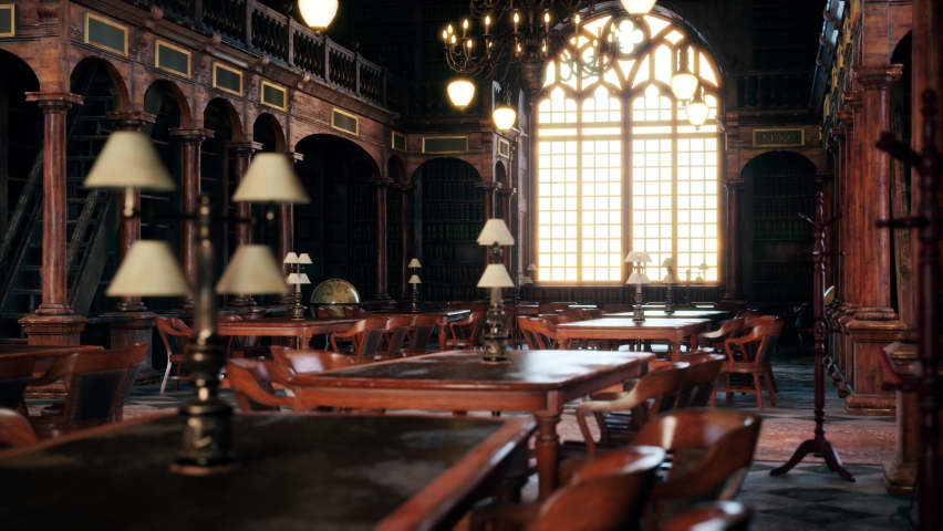 animated library old books 3d render Stock Footage Video (100% Royalty ...