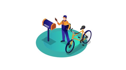 Male Courier Animation Delivering Letter Into Stock Footage Video (100% ...
