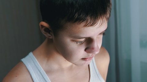 Portrait Guilty Talking Child Looking Down Stock Footage Video (100% ...