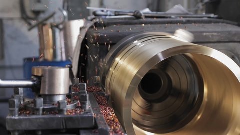 Turning Production Metal Part Rotates Machine Stock Footage Video (100% ...