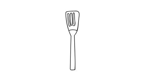 Spatula Doodle Icon Animation On White Stock Footage Video (100% ...