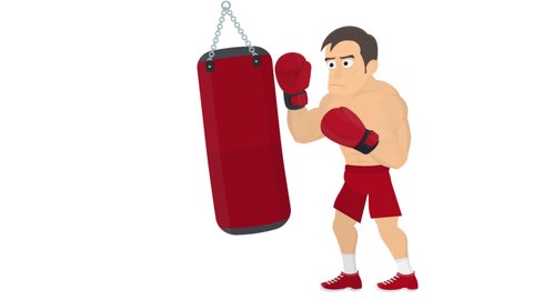 Fighter Boxer Animation Boxing On Punching Stock Footage Video (100% ...