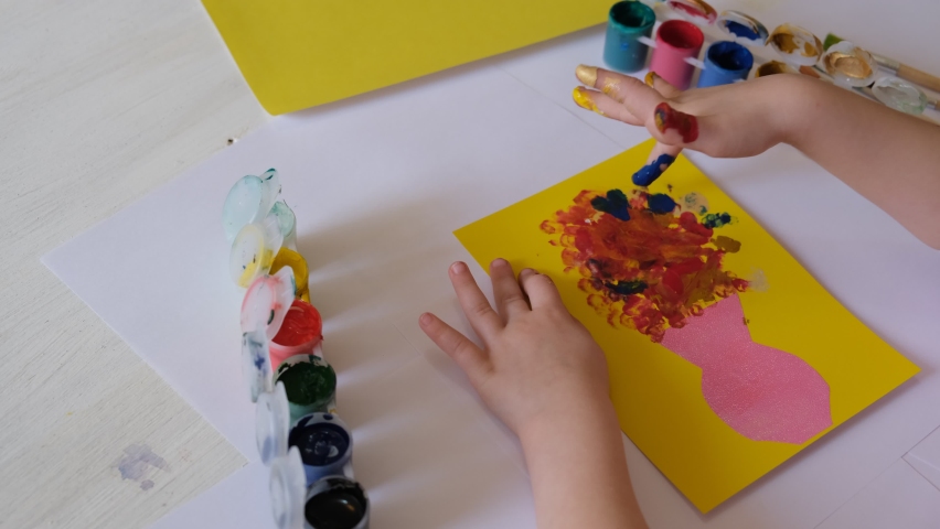 child painting by finger hand ideas Stock Footage Video (100% Royalty ...