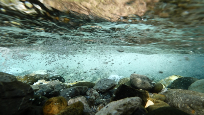 split shot river flows underwater water Stock Footage Video (100% ...