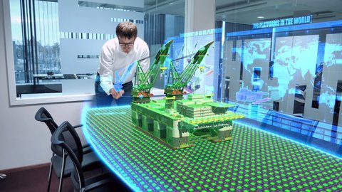 Professional Engineer Working On Rig Platform Stock Footage Video (100% ...