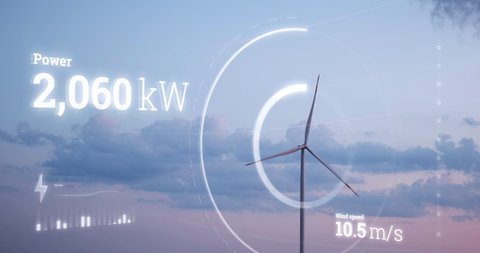 Wind Turbine Motion Graphics Hud Infographic Stock Footage Video (100% ...