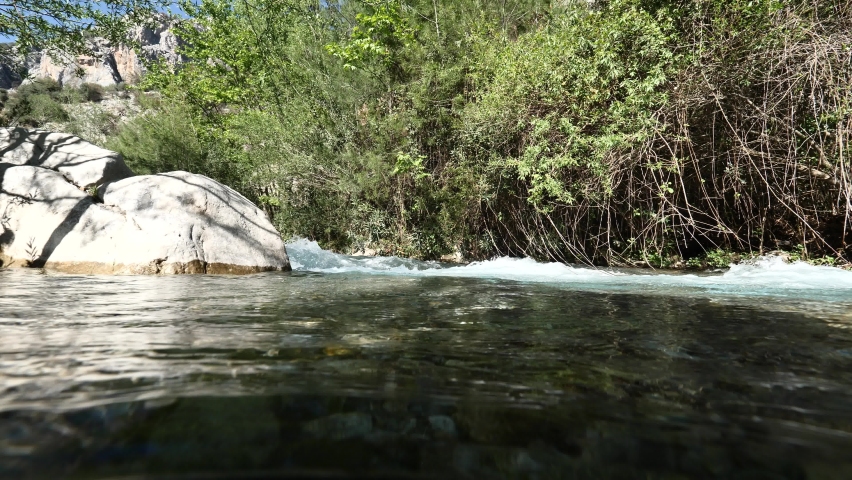 split shot river flows underwater natural Stock Footage Video (100% ...
