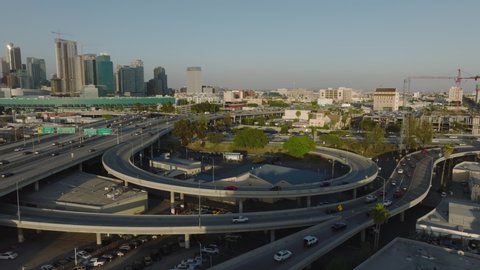 Flying Counter Clockwise Around Freeway Onramp Stock Footage Video (100% Royalty-free ...