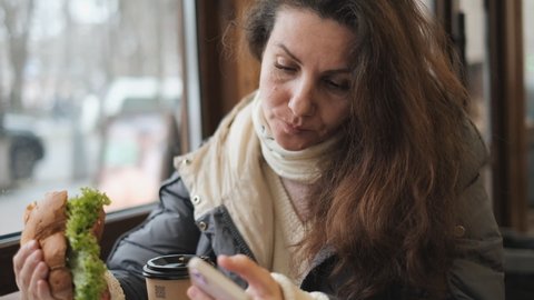 Woman Eating Croissant Junk Food Weight Stock Footage Video (100% ...