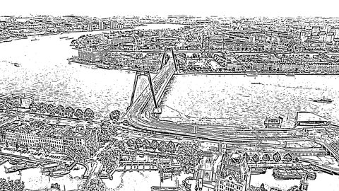 Sketch Doodle Style Rotterdam Netherlands Williamsburg Stock Footage ...