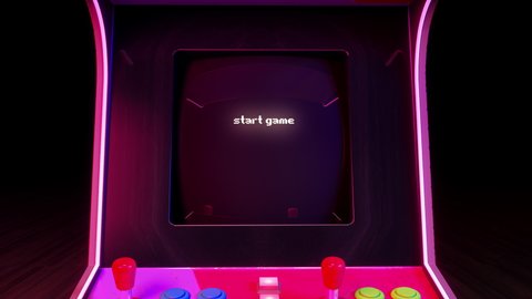 Start Game Arcade Machine Retro Arcade Stock Footage Video (100% ...