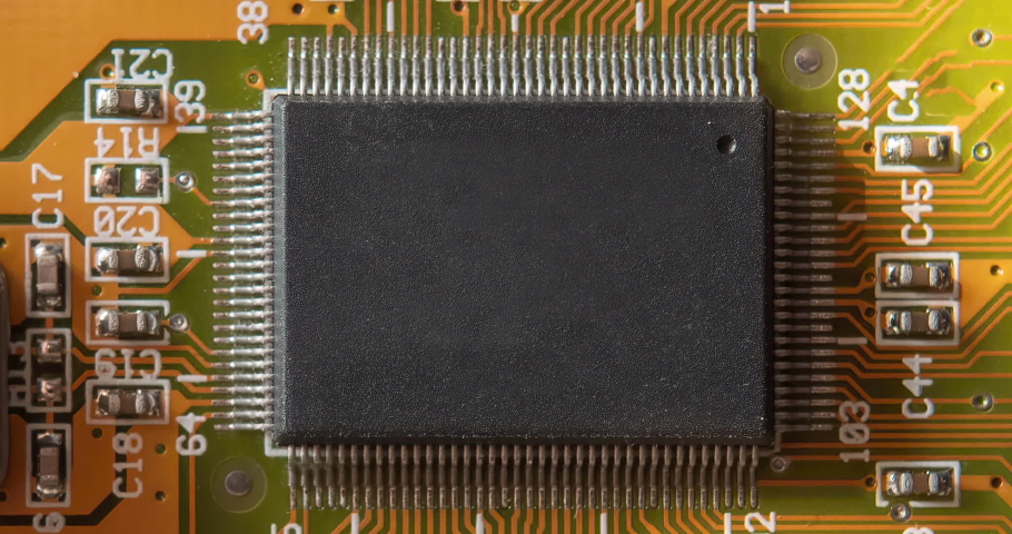 computer chip on circuit board symbol Stock Footage Video (100% Royalty ...