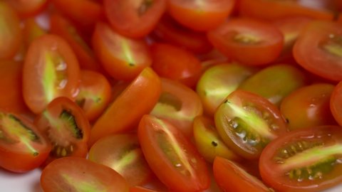View Cut Cherry Tomato Spinning Looking Stock Footage Video (100% ...