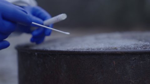 Scientists Picking Biohazardous Samples Infected Area Stock Footage ...