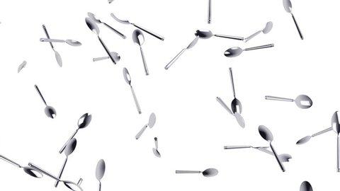 Flying Spoons Looping Alpha Channel Included Stock Footage Video (100% ...