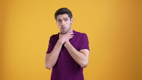 Guy Hold Neck Killing Himself Isolated Stock Footage Video (100% ...